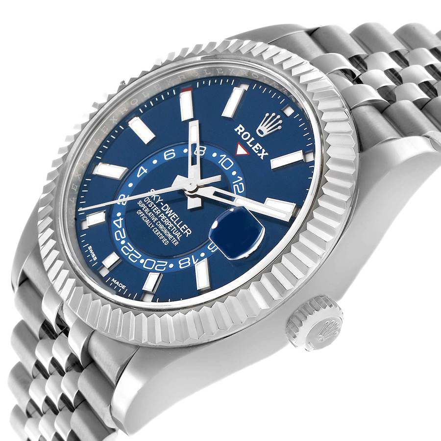 Rolex Sky-Dweller 42mm Steel White Gold Blue Dial Mens Watch 326934 ...